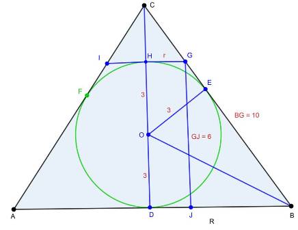 A sphere with radius 3 is inscribed in a conical frustum of slant ...
