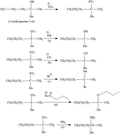 Pentan-2-ol reacts with tosylate/nucleophile and the following ...