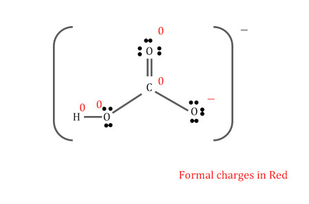 Show which atom in each bears the formula charge HCO_3^-. | Homework ...