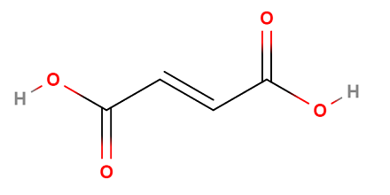 Fumaric acid, C4H4O4, occurs in the metabolism of glucose in the cells ...