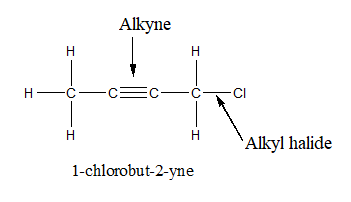 CH3C triple bond CCH2Cl what is the functional group name and how would ...