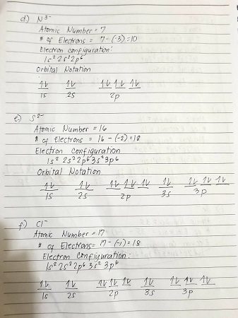 Write the electron configurations, orbital notations, atomic number ...