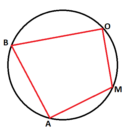 Draw inscribed quadrilateral BOMA. Which pair of angles would be ...