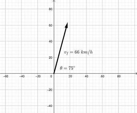 The initial velocity of a car, \vec{v}_{i}, is 45 km/h in the positive ...