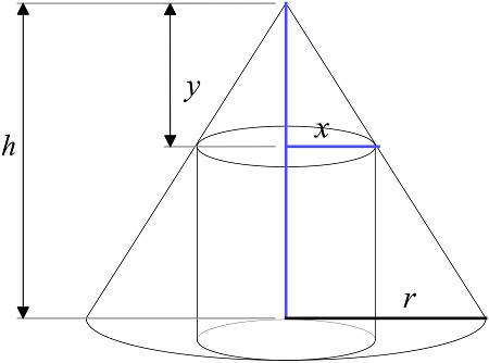 A right circular cylinder is inscribed in a cone with heigh h and base ...
