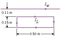A rectangular current loop is located near a long, straight wire that ...