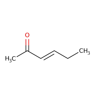 Which carbon of (a)-(d) of hex-3-en-2-one shows the largest (most ...