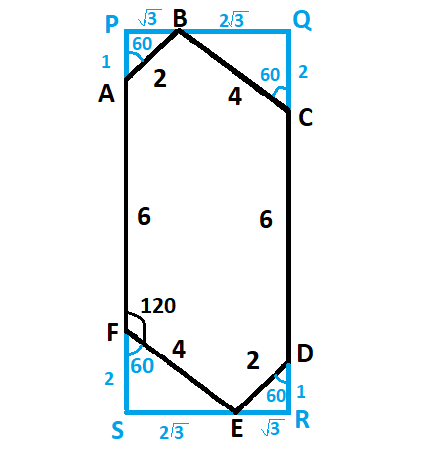In hexagon ABCDEF, AB = DE = 2, BC = EF = 4, CD = FA = 6, and all the ...