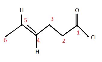 draw (E)-4-hexenoyl chloride | Homework.Study.com