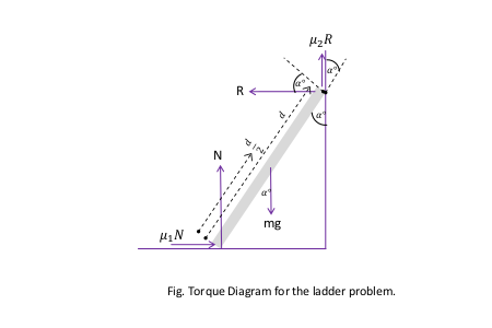 A ladder is leaning against a vertical wall, and both ends of the ...
