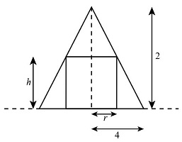 A cylinder is inscribed in a right circular cone of height 2 and radius ...