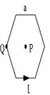 A regular hexagon shaped wire loop with a side length of a = 38.7 cm ...