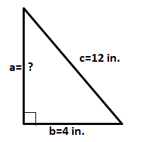 In right triangle ABC, base length "b" = 4 inches and hypotenuse length ...