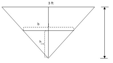 Let h be the water's height and b be the distance across the top of the ...