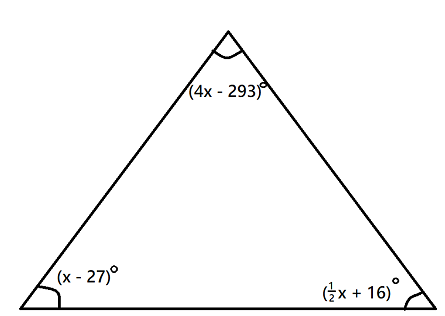 Find the measure of each angle in the triangle given. | Homework.Study.com