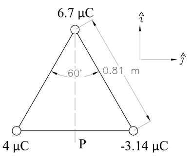 Consider three point charges at the vertices of an equilateral triangle ...