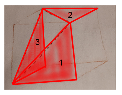 The corner of a cube with side length 1 unit is cut off following the ...