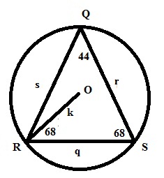 The measures of the angles of \triangle QRS are \measuredangle Q = 2x+4 ...