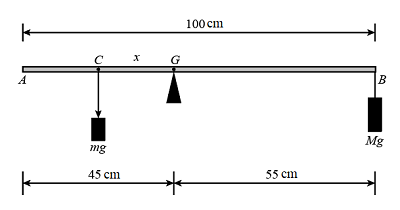 Suppose a ruler (100 cm) is a symmetrical, and it is balanced at the 45 ...