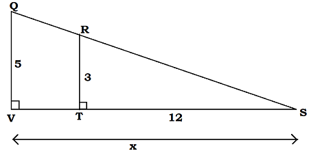 Triangles QVS and RTS are similar as shown. Find the value of side VS ...