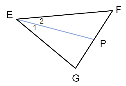 If angle GEF = 52 degrees, find angle 2 when line EP is an angle ...