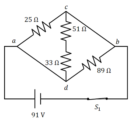 Four resistors are connected as shown in the figure. (A) Find the ...