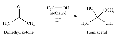 Give the stepwise reaction to change any ketone first into a hemiacetal ...