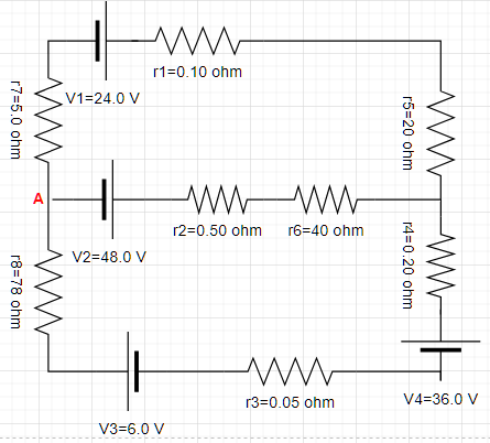 Apply the junction rule at point A in the circuit. | Homework.Study.com