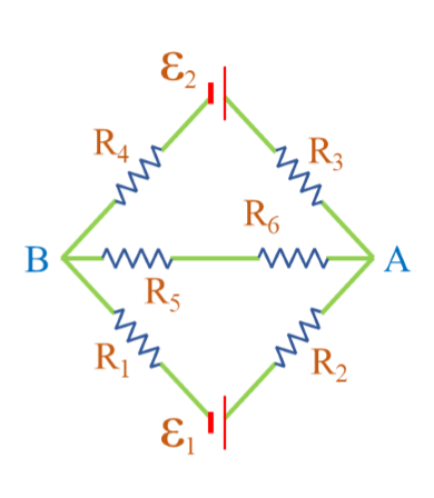 All resistors R_1 through R_6 of the circuit in the Figure below have ...