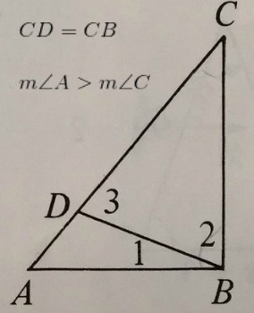 In a triangle, ABC, a line, BD, is drawn from B to a point, D, on AC ...