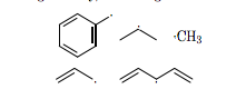 Arrange the following radicals in order of increasing stability, low to ...