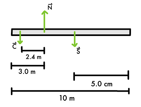 A 10 m long see-saw of unknown mass becomes balanced when the a 350 N ...