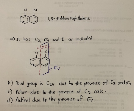 1,8 dichloro naphthalene a) .sketch the molecule, show position of the ...