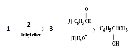 Complete the equation showing how 1-phenylethanol (C_6H_5C(OH)HCH_3 ...