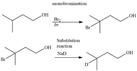 Show how you would convert alcohol A to the monodeuterated alkane B ...