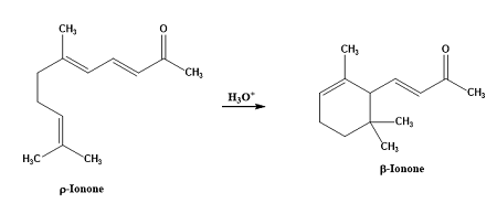 Suggest a mechanism by which \rho -ionone is transformed into b-ionone ...