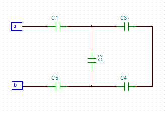 In the figure C_1 = C_5 = 8.3 micro F and C_2 = C_3 = C_4 = 4.4 micro F ...