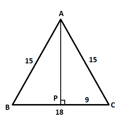 Compute the area of a triangle with sides 15, 15, and 18. | Homework ...