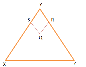 Triangle \triangle XYZ is an isosceles triangle with legs XY \text{ and ...