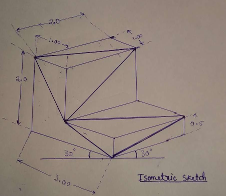 Create the hand sketched isometric of the part below on a blank piece ...