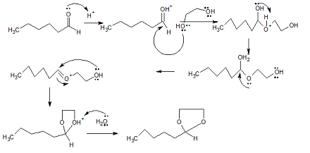 Hexanal with HOCH2CH2OH,H+ i know the right answer but do not know the ...