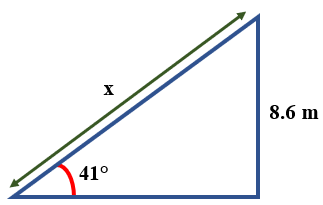 A kite is flying 8.6 m above the ground at an angle of elevation of 41 ...