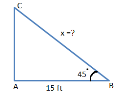The angle of elevation of a ladder leaning against a wall is 45 degrees ...