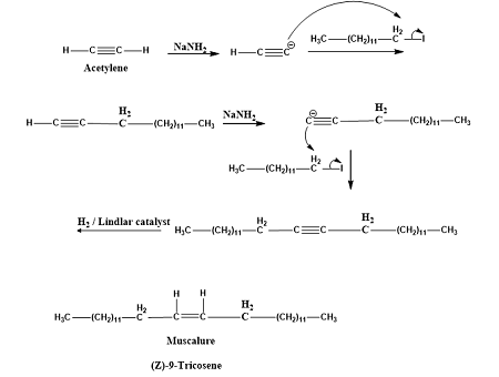 The sex attractant given off by the common housefly is an alkene named ...