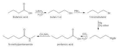 How to prepare the following compounds from butanoic acid? (a) 1-Butene ...