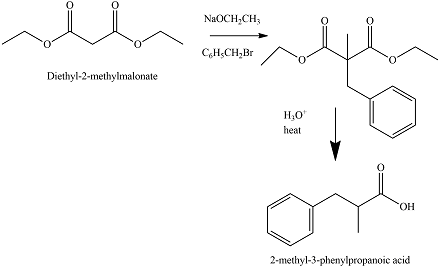 Show the steps in preparing the following molecule using a malonic ...