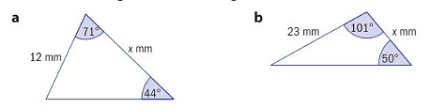 Find the side length x in each triangle. | Homework.Study.com