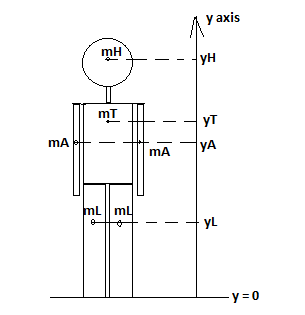 Suppose the human body can be reduced to individual point masses as ...