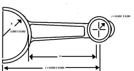 A partially finished connecting rod is shown in figure. Each radius has ...