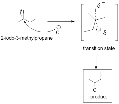 Draw the SN2 mechanism for the reaction 2-iodo-3-methylpropane with ...